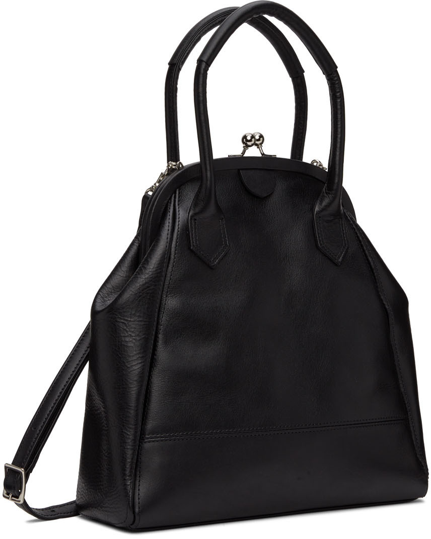 Y's Black Leather Top Handle Bag Ys