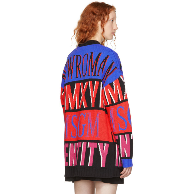 MSGM Multicolor Colorblock Logo Cardigan MSGM