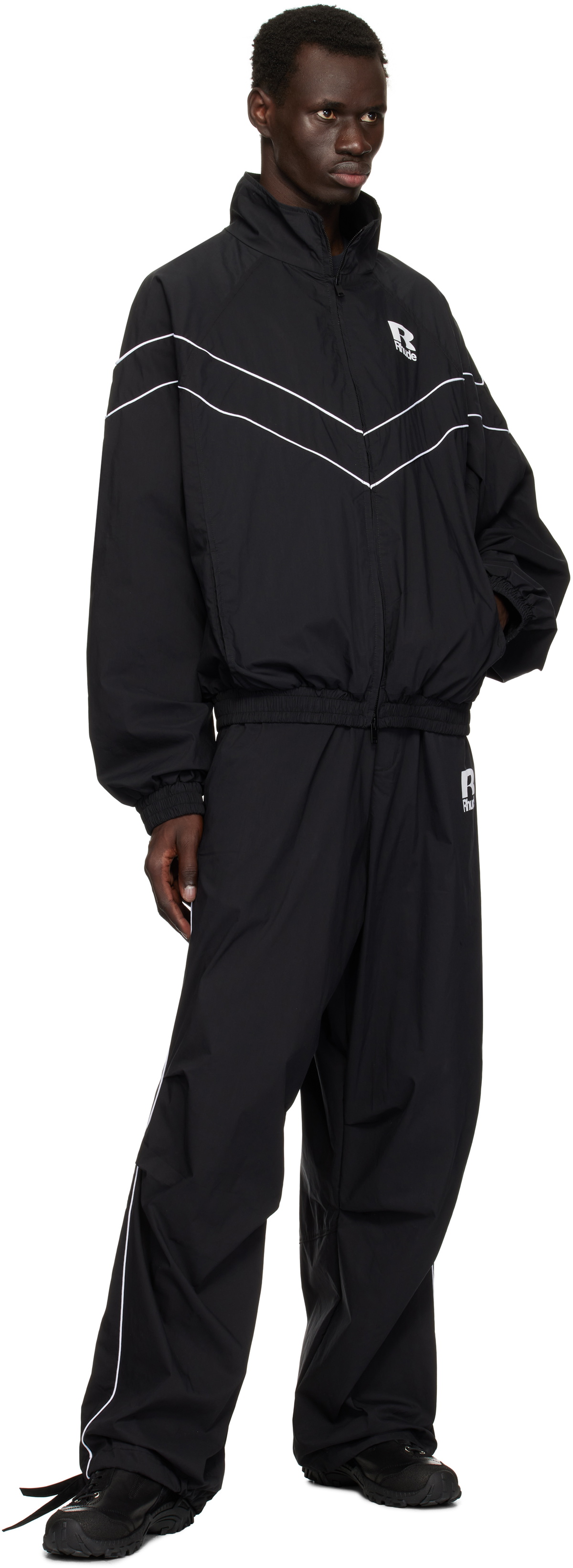 Rhude Black Piping Parachute Track Pants Rhude