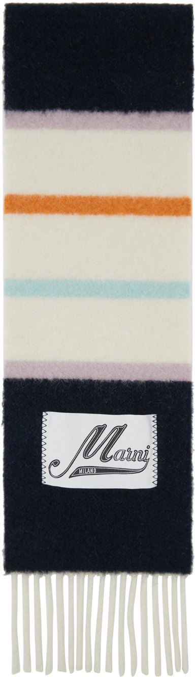 Marni Navy Striped Scarf Marni