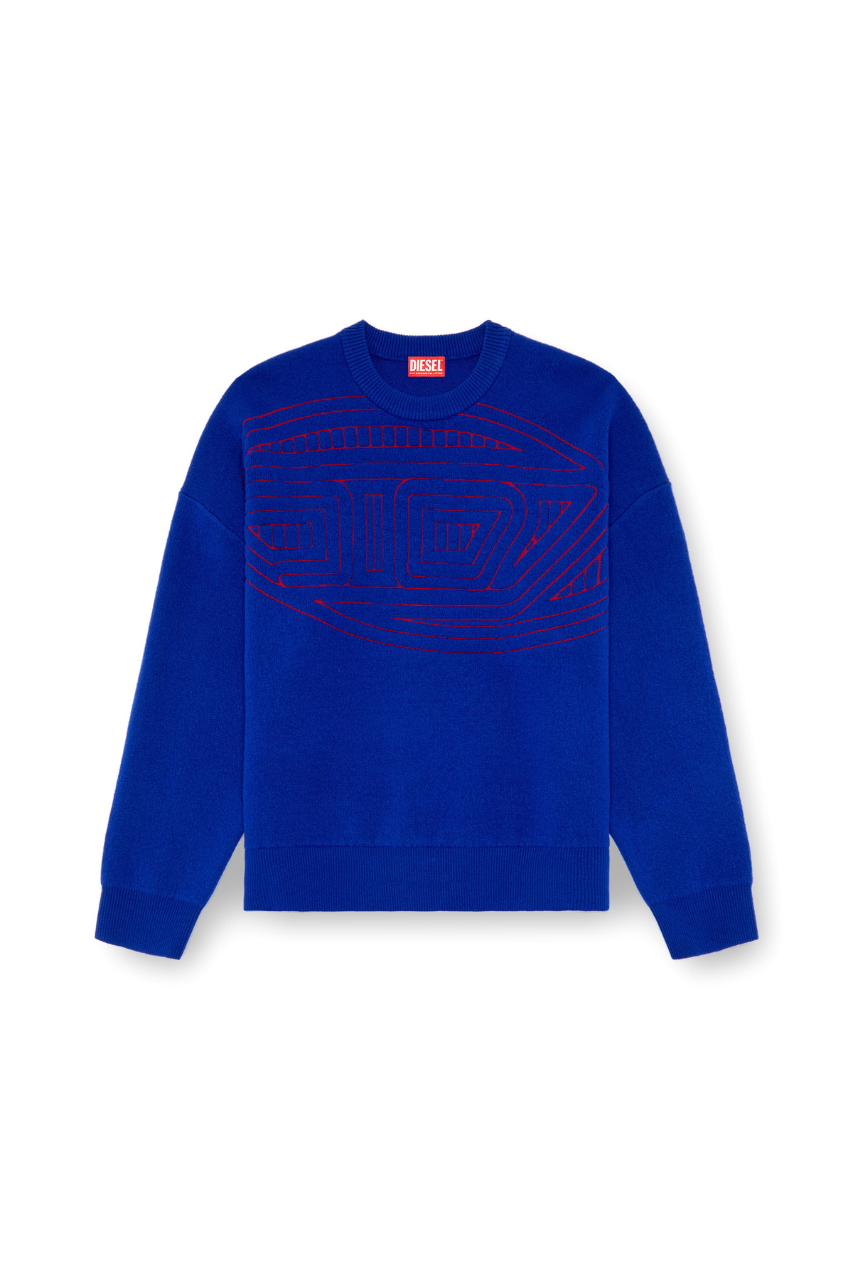 Diesel Wool-blend jumper with graphic logo - Knitwear Mens in Blue Diesel