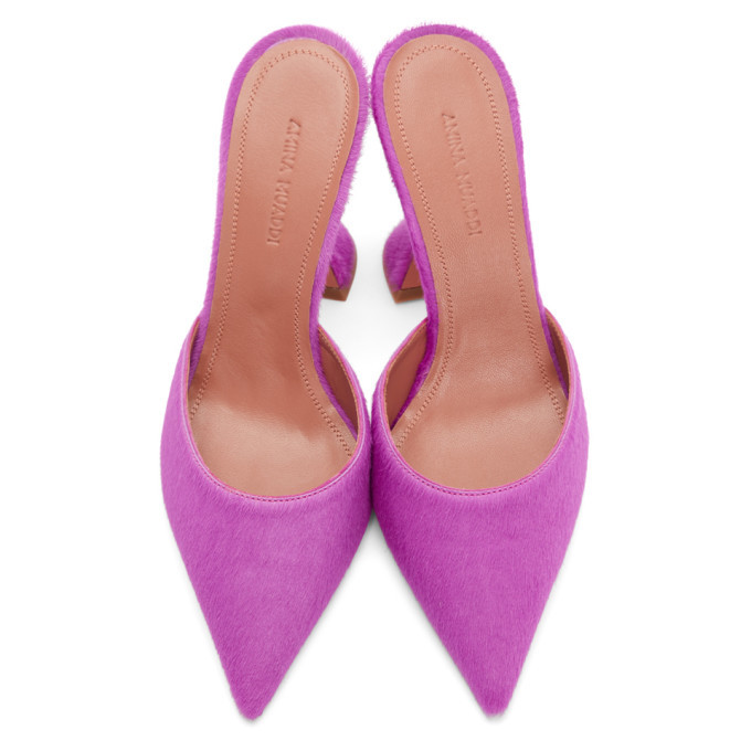 Amina Muaddi Pink Pony Fiona Mules Amina Muaddi