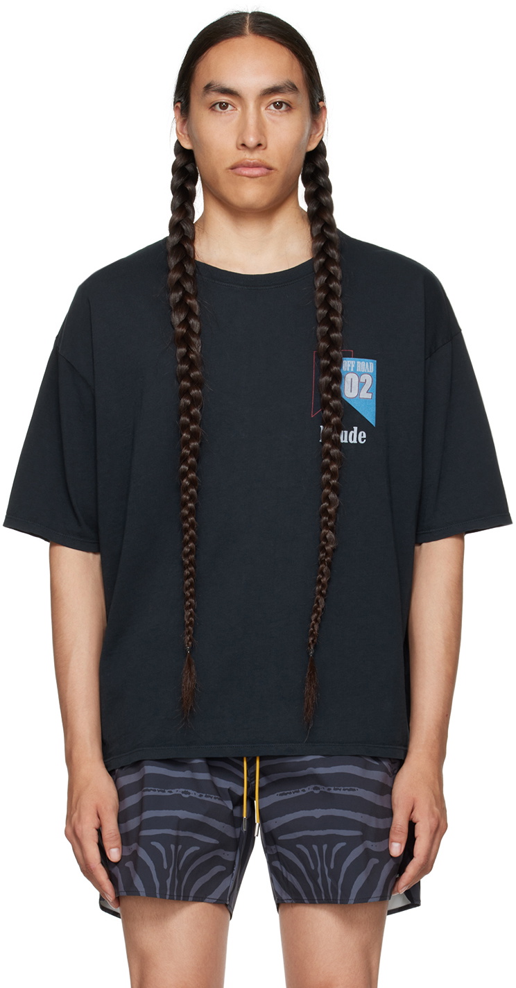 Rhude SSENSE Exclusive Black '02' T-Shirt Rhude
