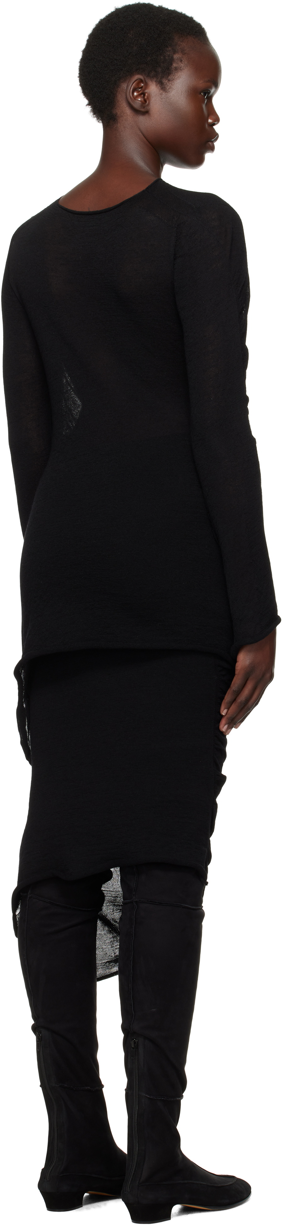 ISSEY MIYAKE Black Ambiguous Wool Midi Dress Issey Miyake Men