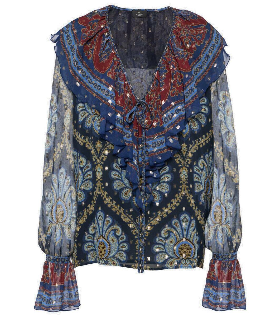 Etro Ruffled printed silk-blend blouse Etro
