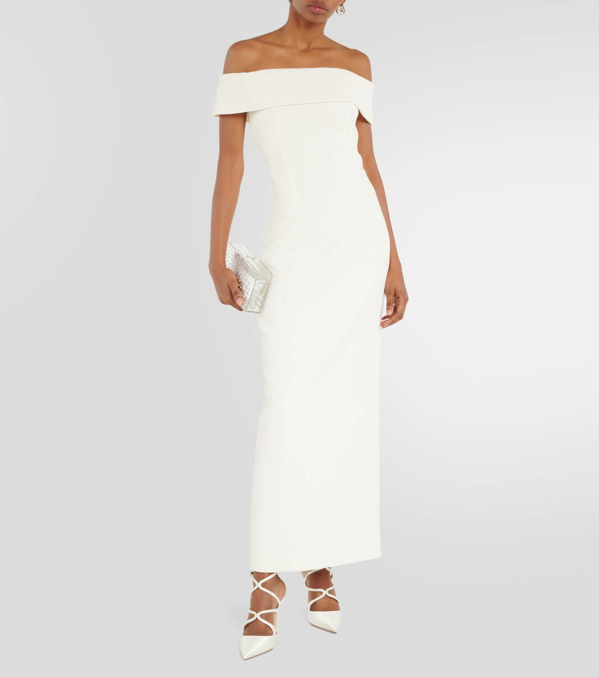 Emilia Wickstead Bridal Sandra off-shoulder crêpe midi dress Emilia ...