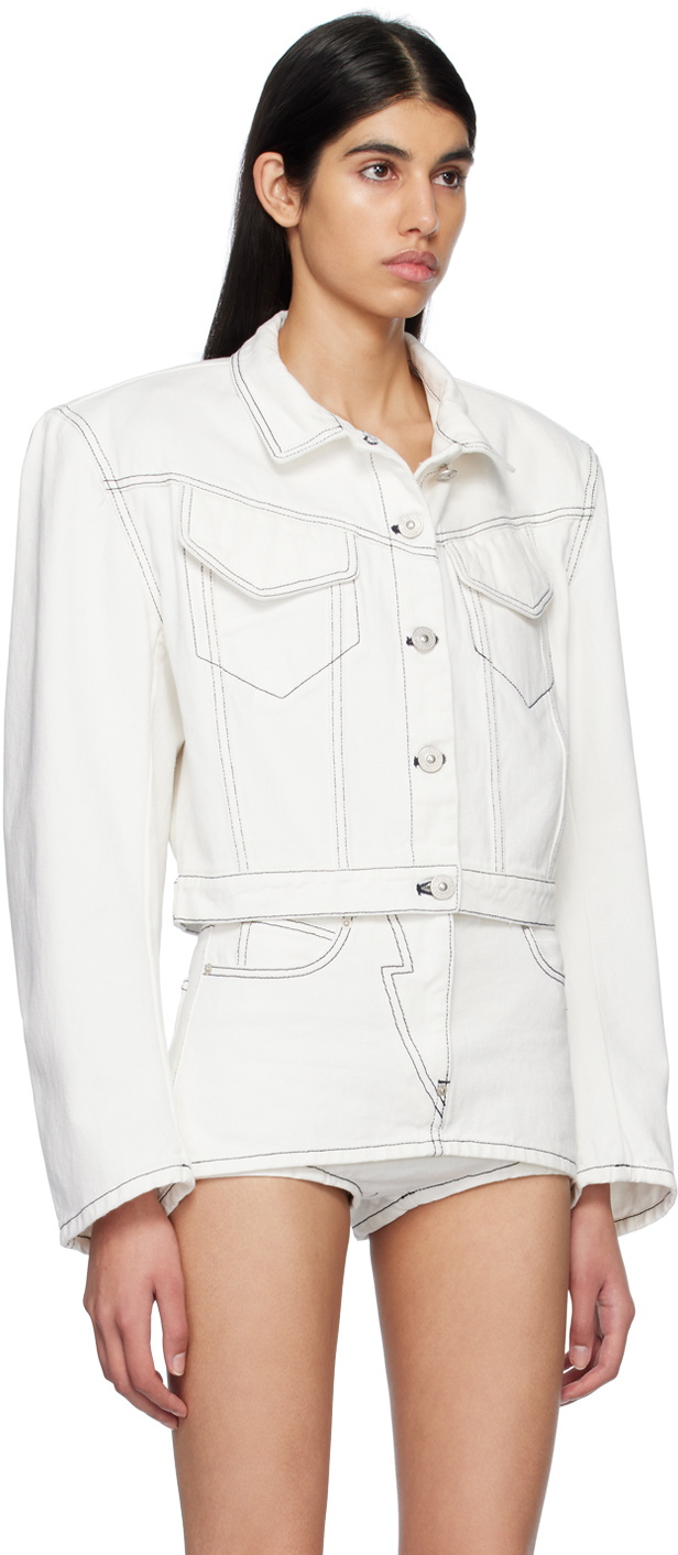 Pushbutton White Cropped Denim Jacket Pushbutton
