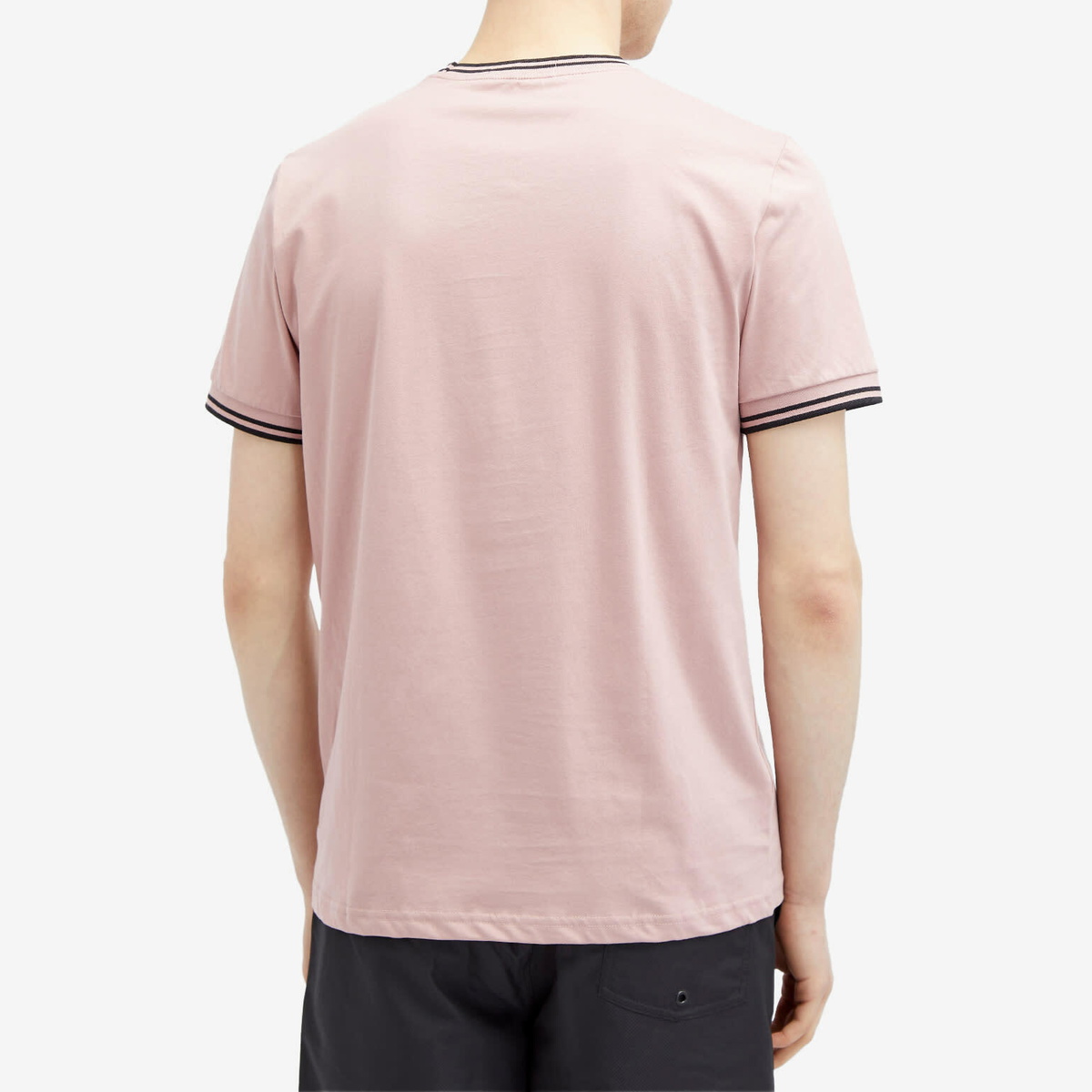 Fred Perry Men's Twin Tipped T-Shirt in Dusty Rose Pink/Black Fred Perry