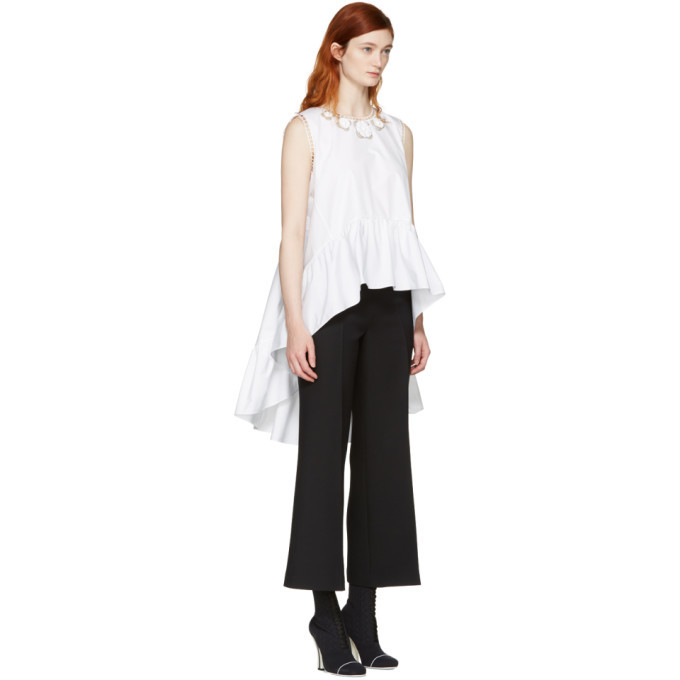 Fendi White Poplin Ruffle Blouse Fendi
