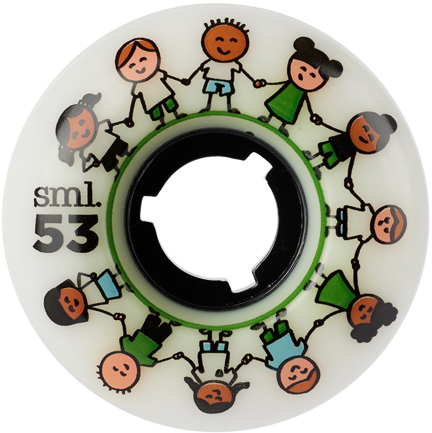 SML. Wheels White Small World Cruiser Skateboard Wheels, 53 mm