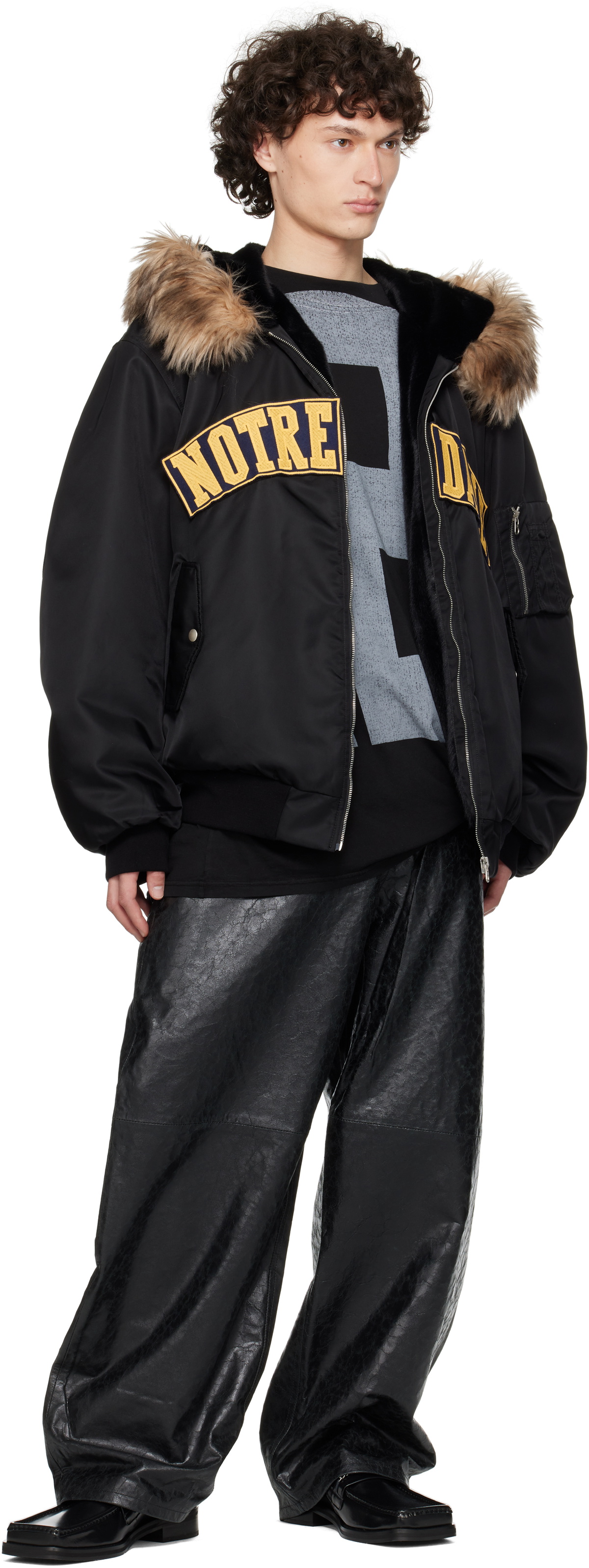 424 Black 'Big Daddy' Leather Pants 424