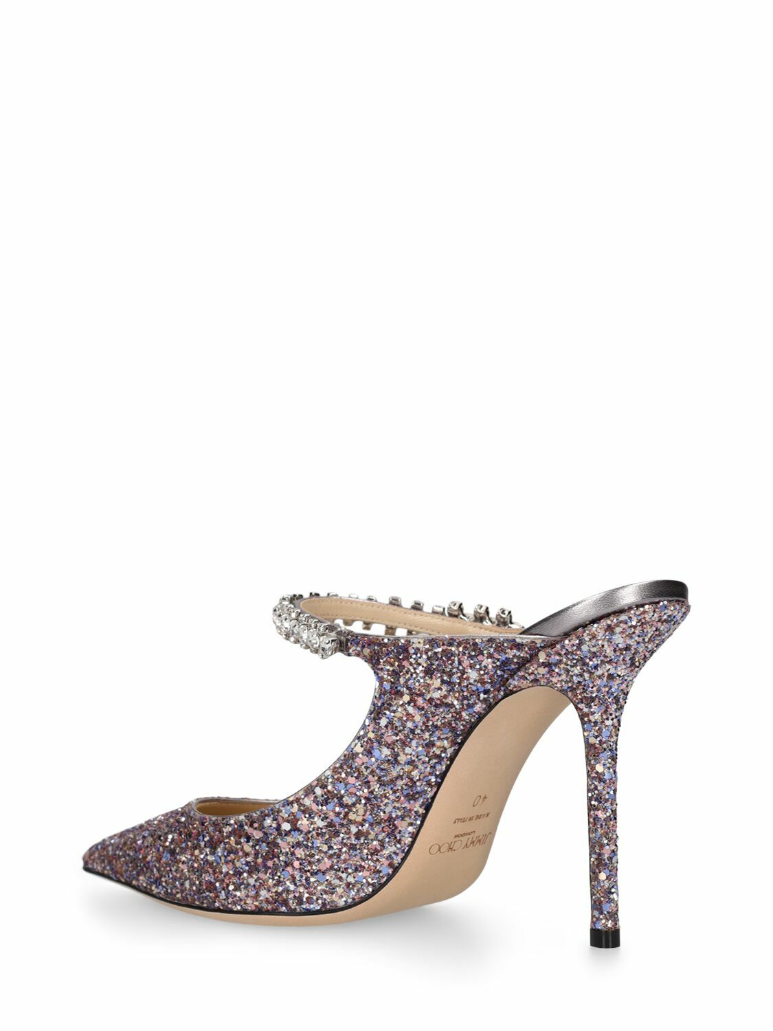 JIMMY CHOO - 100mm Bing Glittered Fabric Mules Jimmy Choo