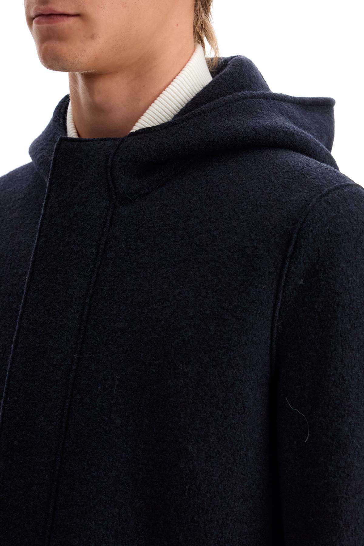 HARRIS WHARF LONDON hooded wool coat in boiled wool Blue Harris Wharf ...