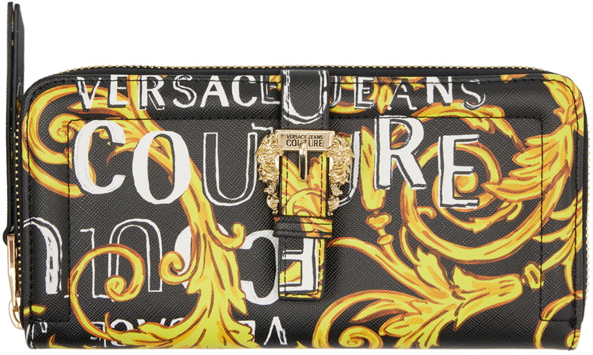 Versace Jeans Couture Black & Gold Baroque Wallet Versace