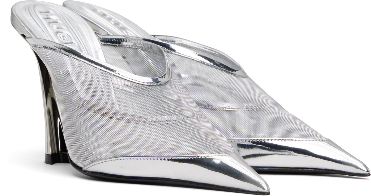 Mugler Silver Mesh Fang 95 Heels Mugler