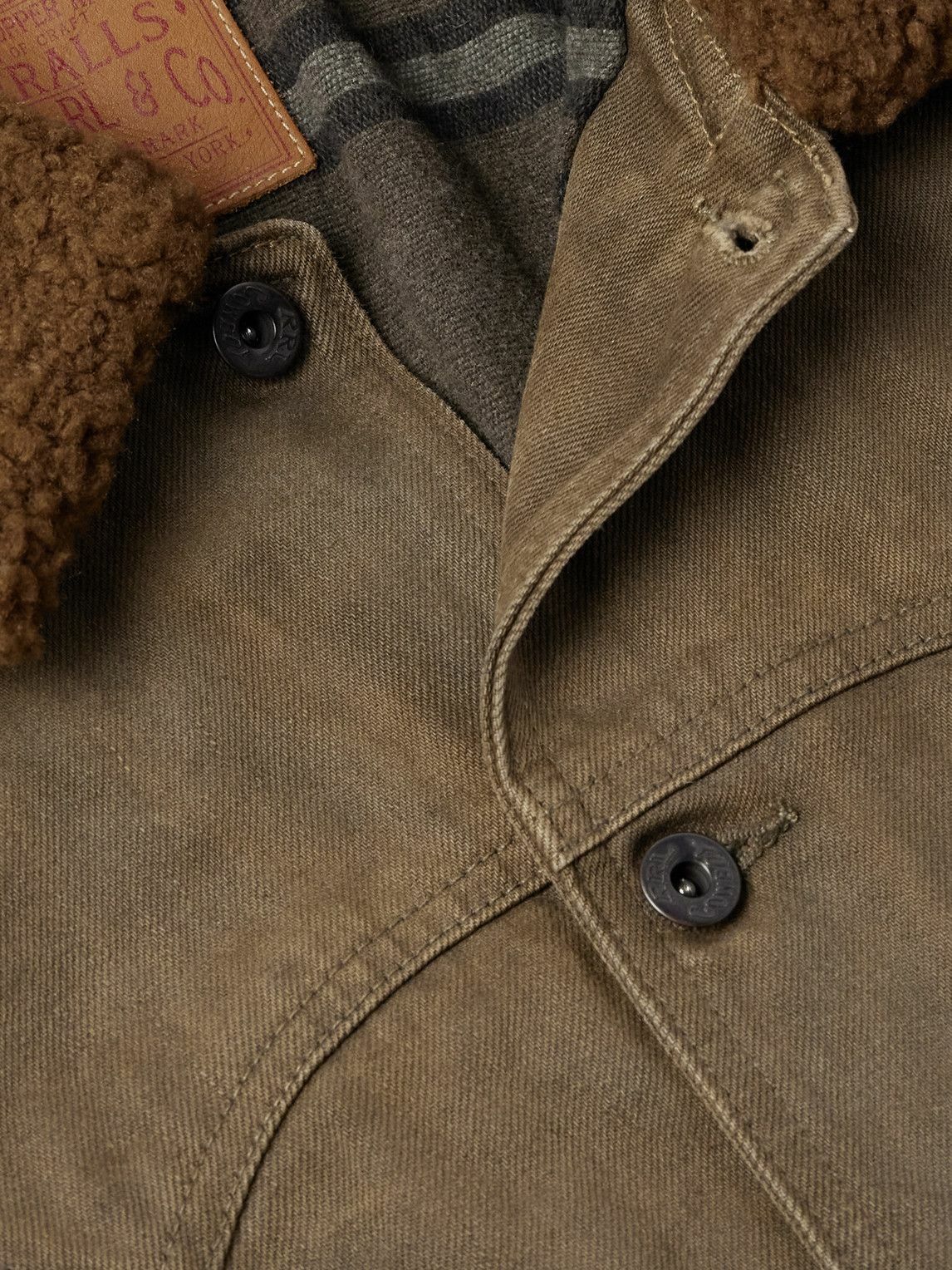RRL - Shearling-Trimmed Denim Jacket - Brown RRL