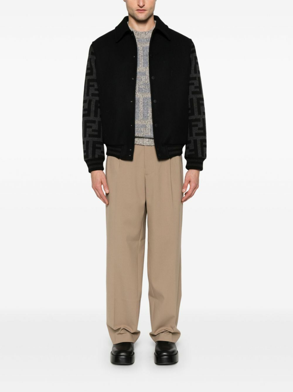 FENDI Grey FF-Pattern Sweater Fendi