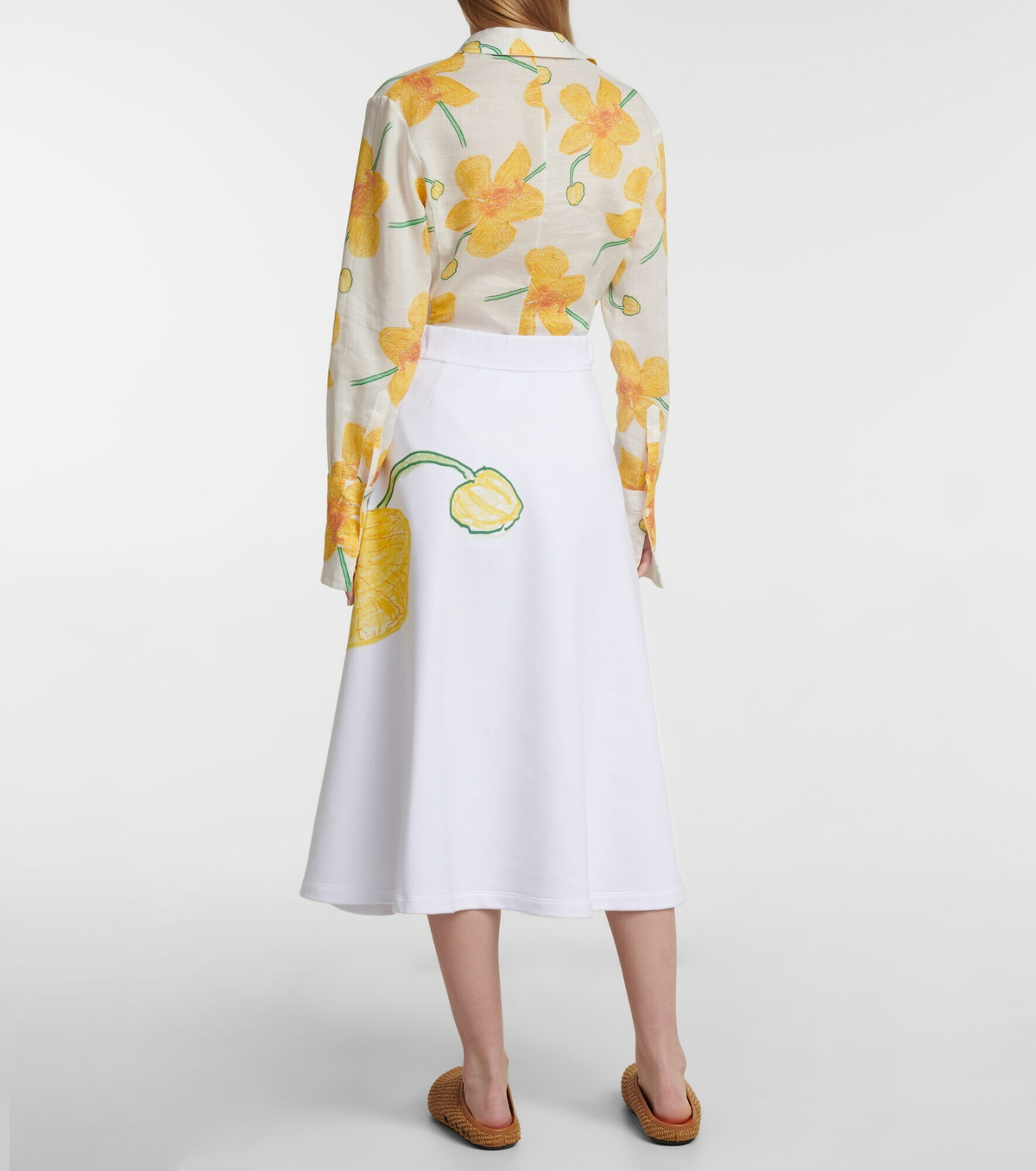 Marni - Floral cotton high-rise midi skirt Marni