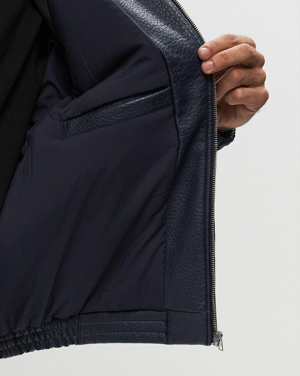 Arte Antwerp Leather Hoodied Jacket Blue - Mens - Bomber Jackets Arte ...