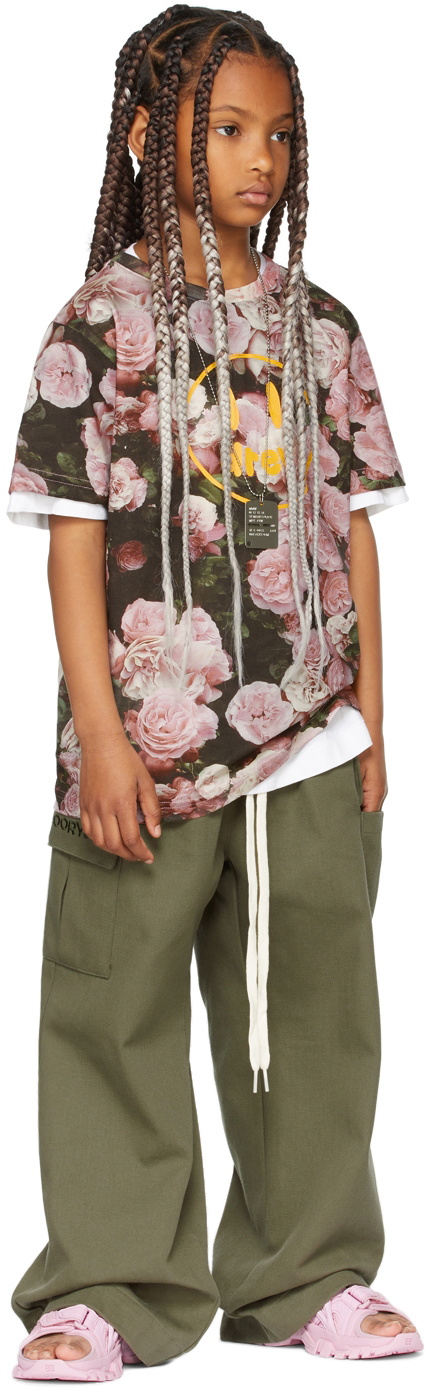 drew house SSENSE Exclusive Kids Khaki & Pink Painted Mascot T-Shirt ...
