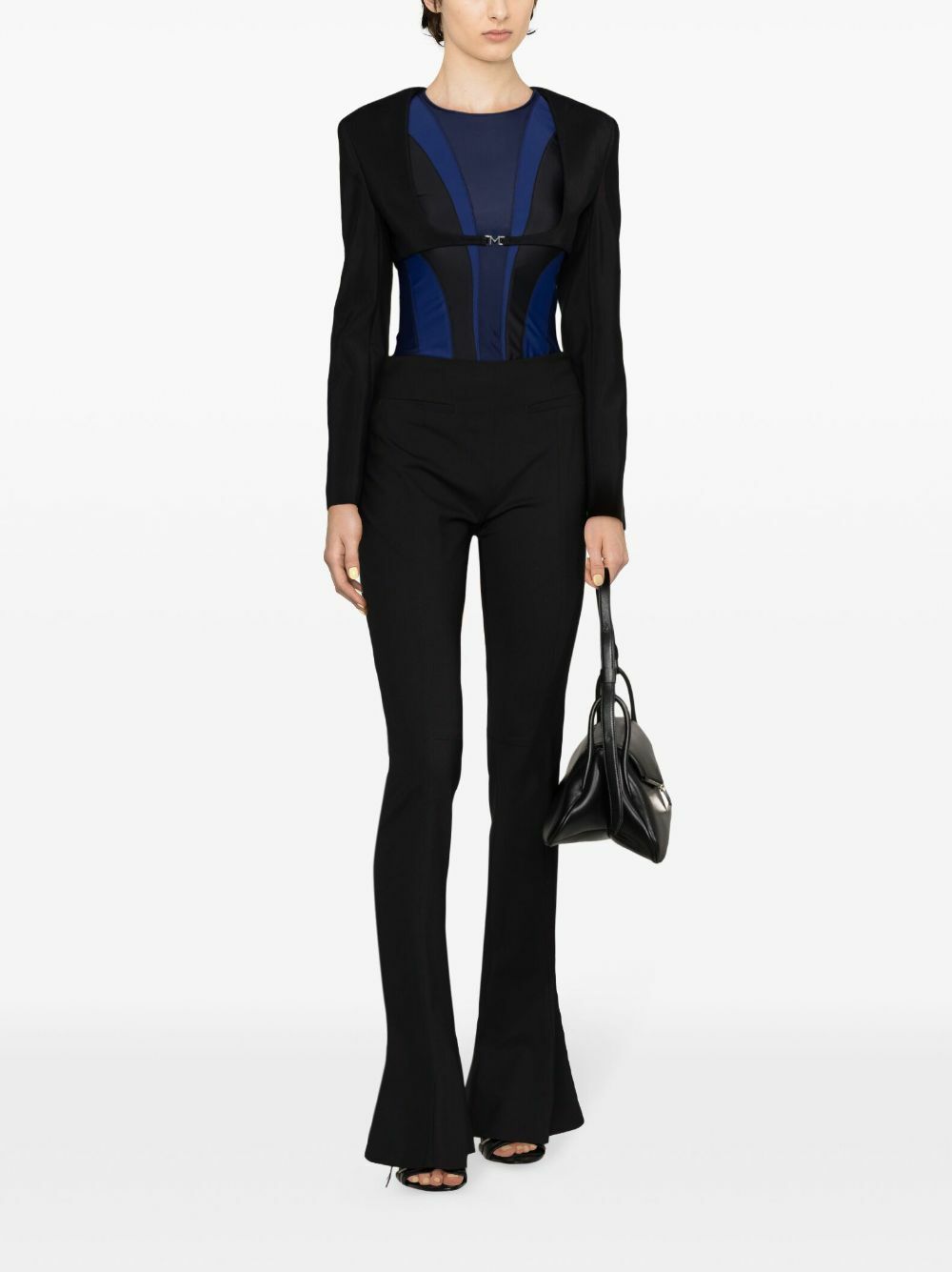 Mugler Black Logo-Clasp Cropped Jacket Mugler