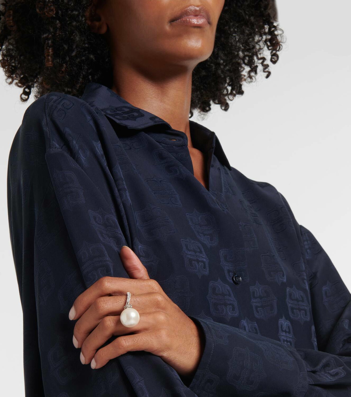 Givenchy Crystal-embellished ring with faux pearl Givenchy