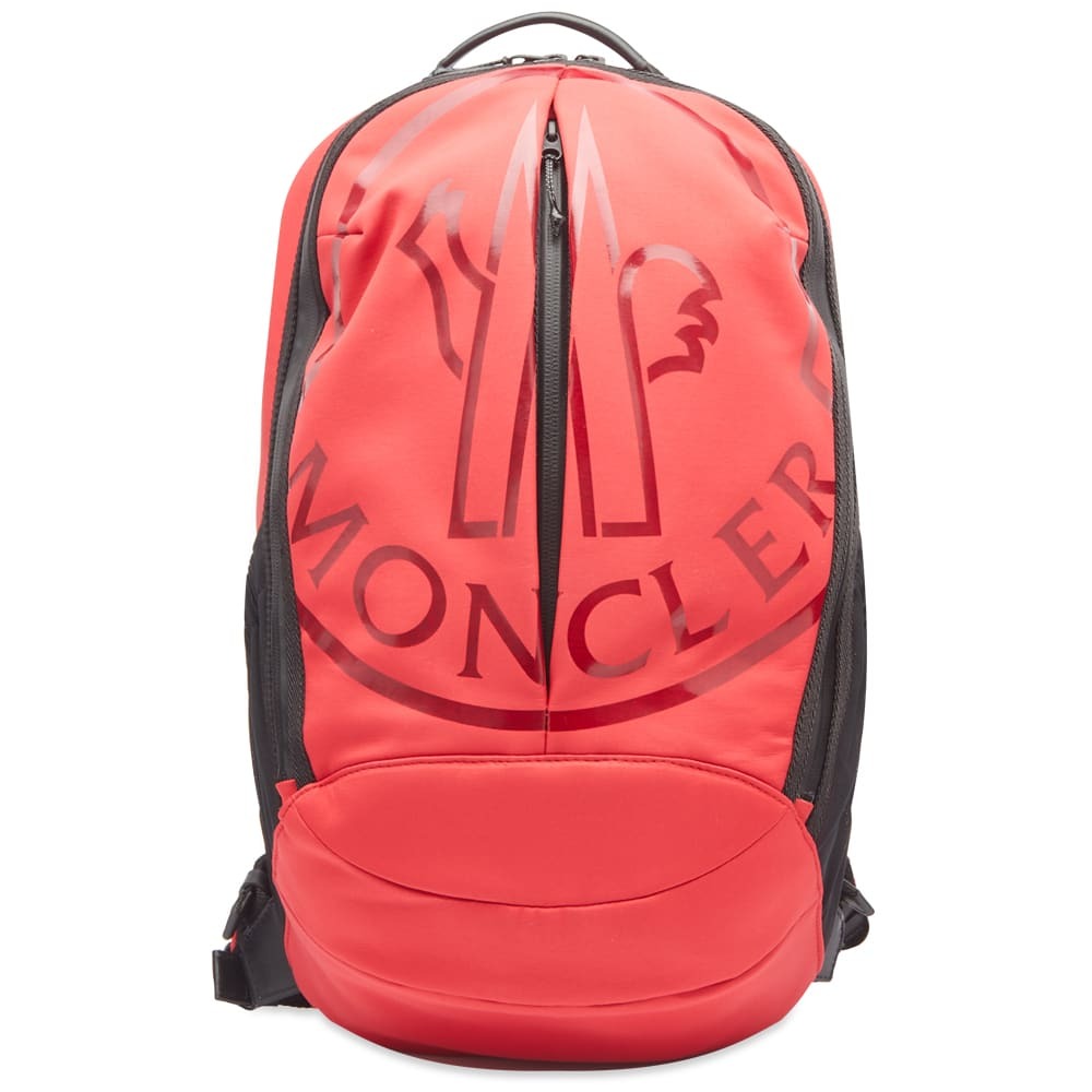 Moncler Men's Cut Logo Backpack in Red Moncler