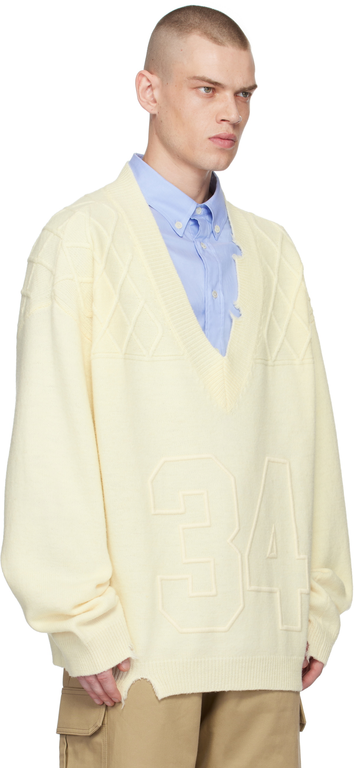 AMBUSH Off-White Destroyed Rib Knit Sweater Ambush
