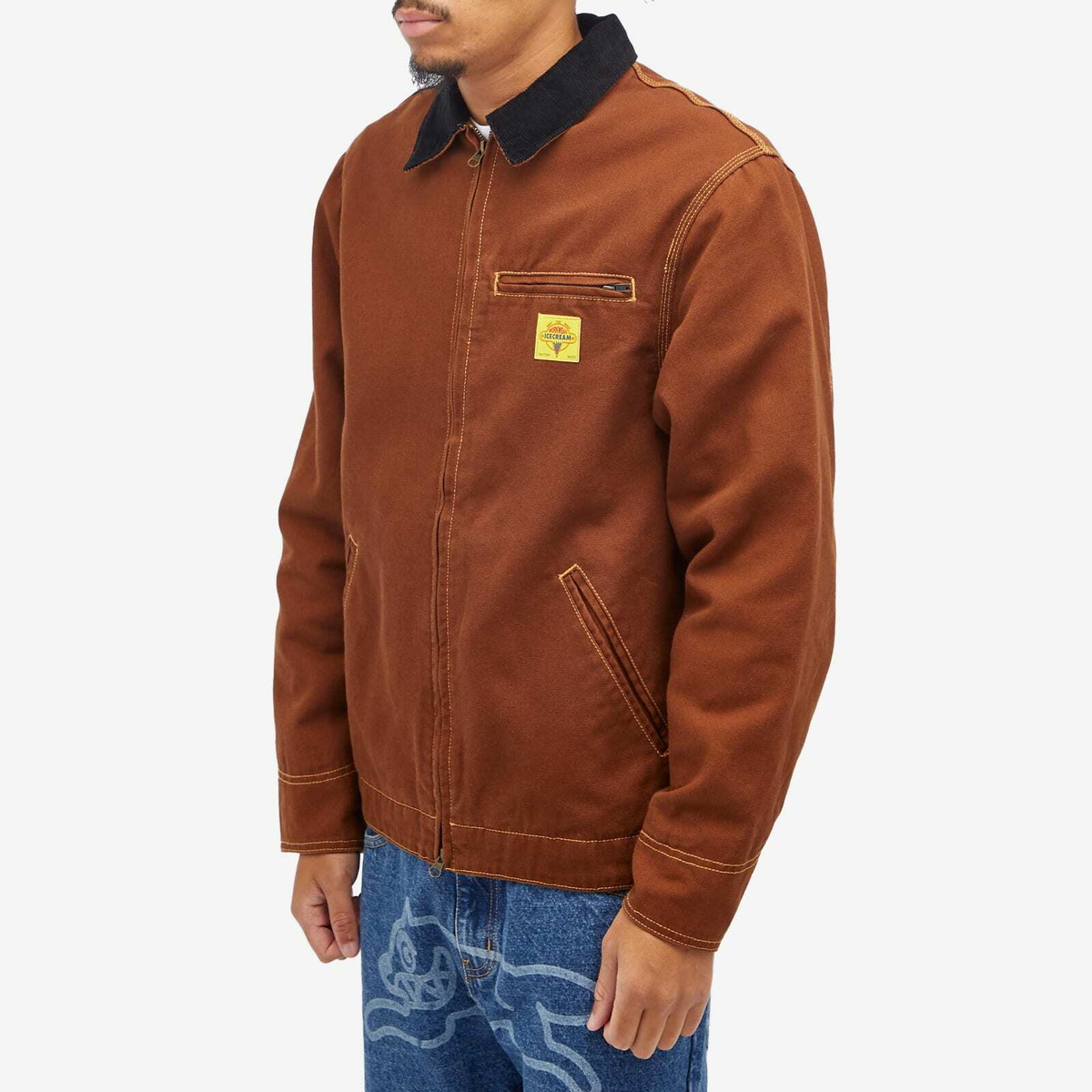 ICECREAM Men's Canvas Lined Work Jacket in Brown ICECREAM