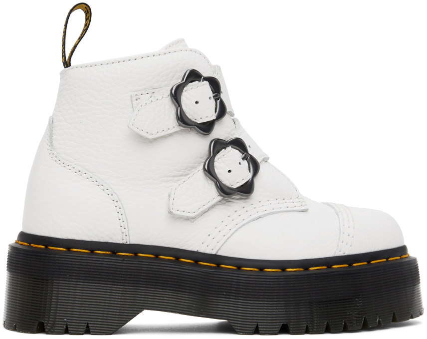 Dr. Martens White Devon Flower Platform Boots Dr. Martens