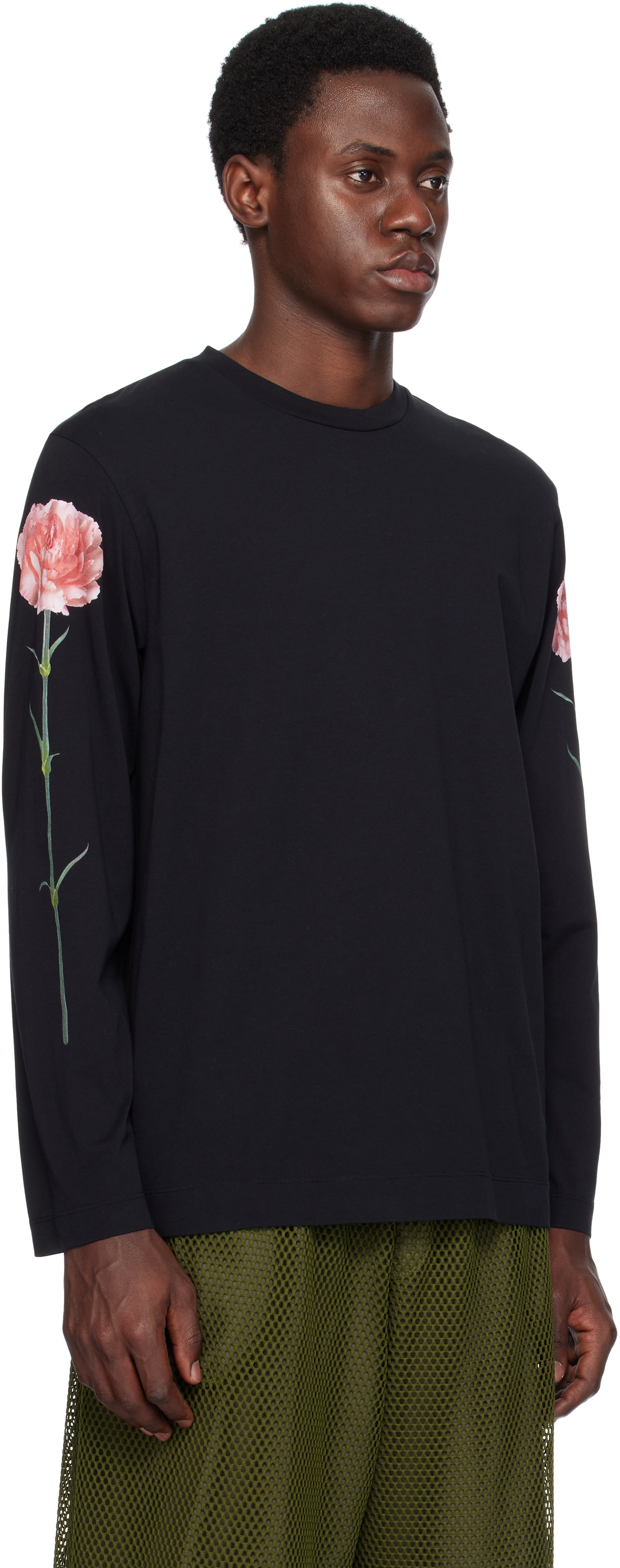 Simone Rocha Black Carnation Print Long Sleeve T-shirt Simone Rocha