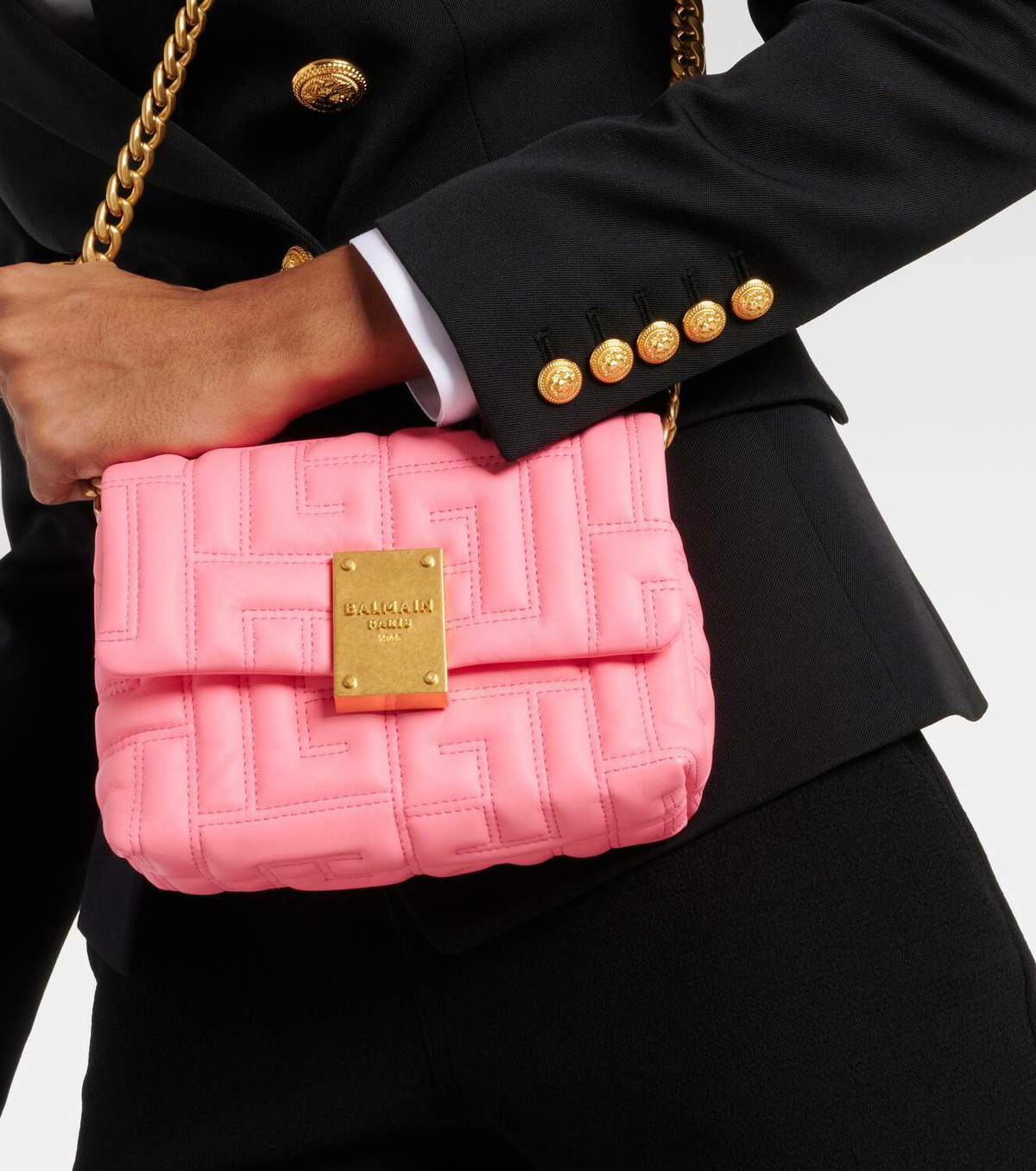 Balmain 1945 Mini Monogram quilted leather shoulder bag Balmain