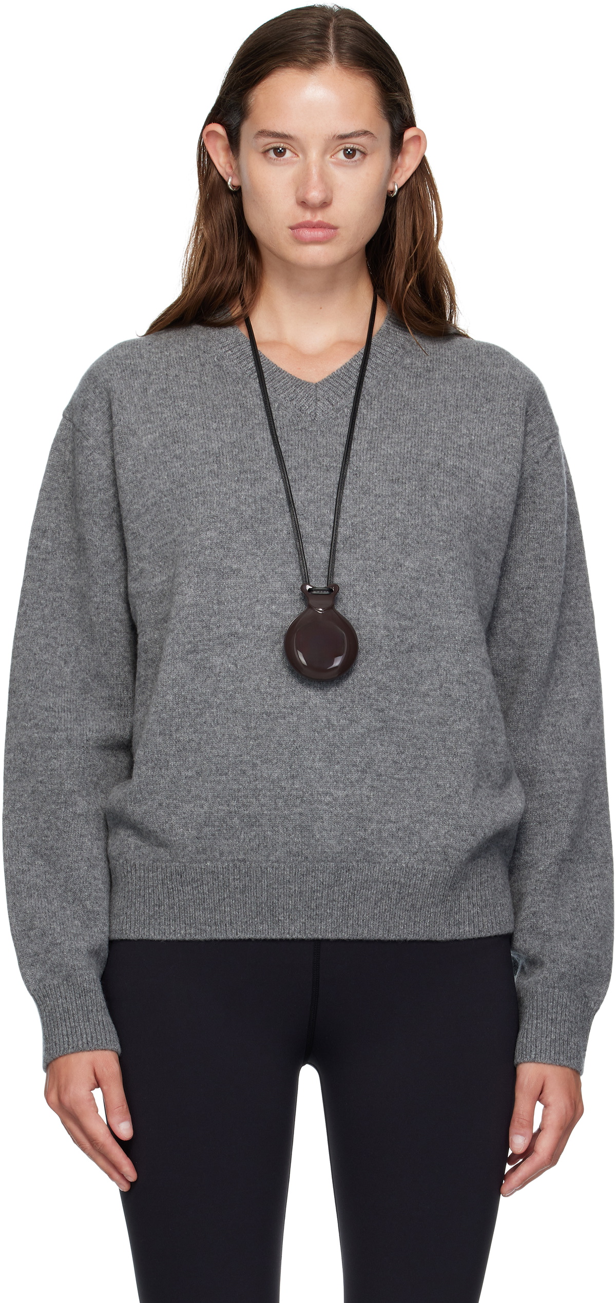 COOR Gray Wool V-Neck Sweater COOR