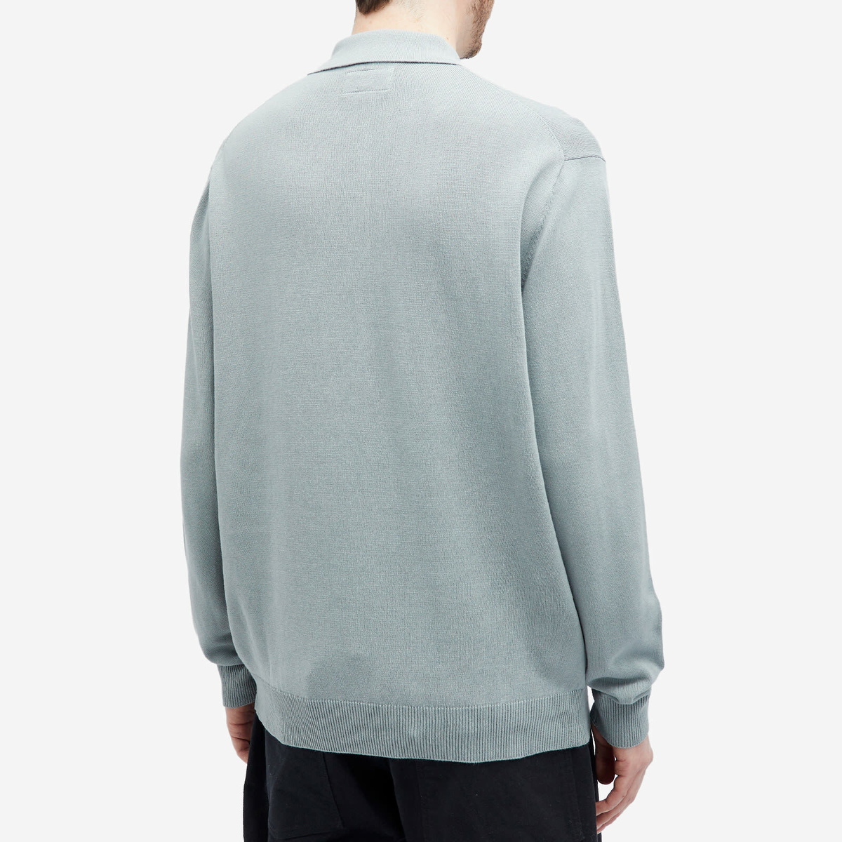 Beams Plus Men's 12g Knit Long Sleeve Polo Shirt in Ice Blue Beams Plus