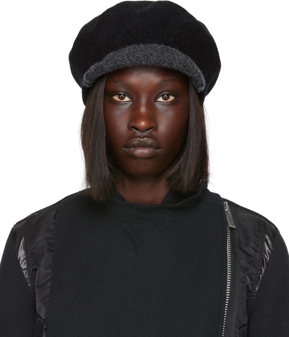 sacai Black Hybrid Beret Sacai