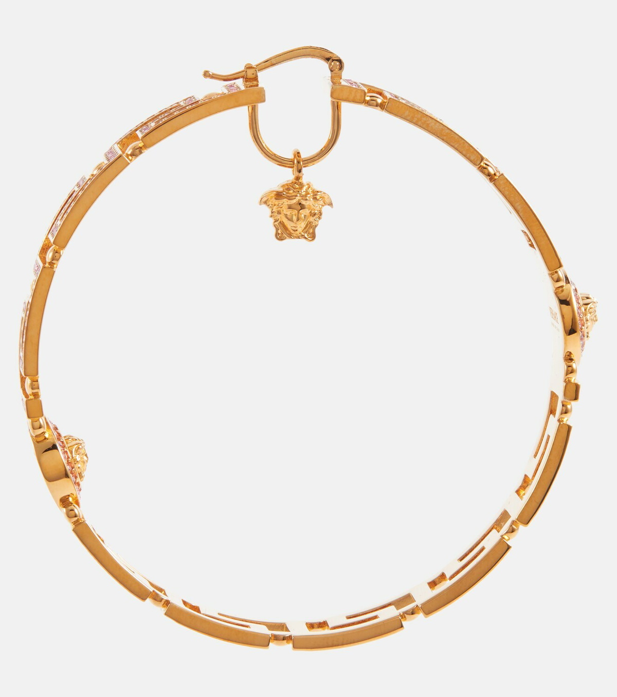 Versace Greca crystal-embellished hoop earrings Versace