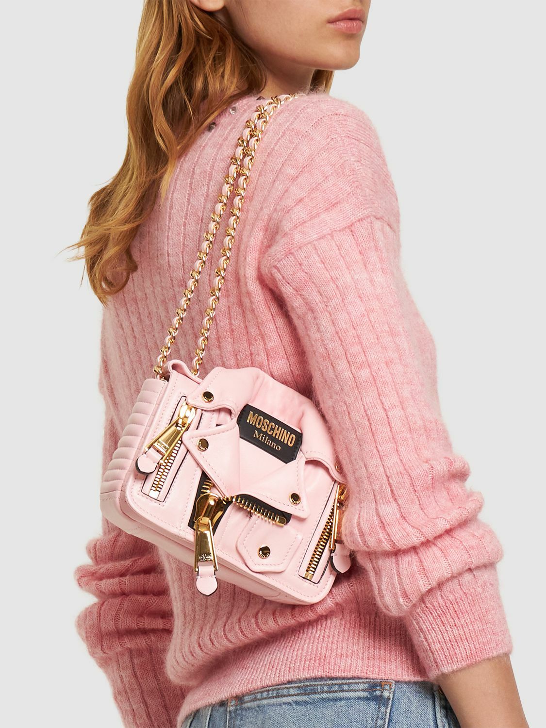 MOSCHINO - Biker Leather Shoulder Bag Moschino