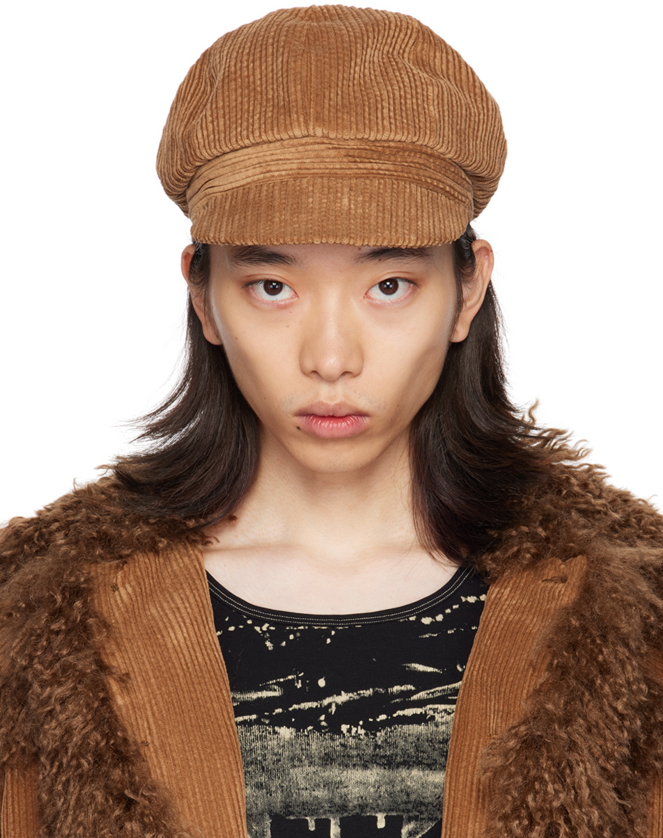 Anna Sui SSENSE Exclusive Brown Corduroy Cap Anna Sui