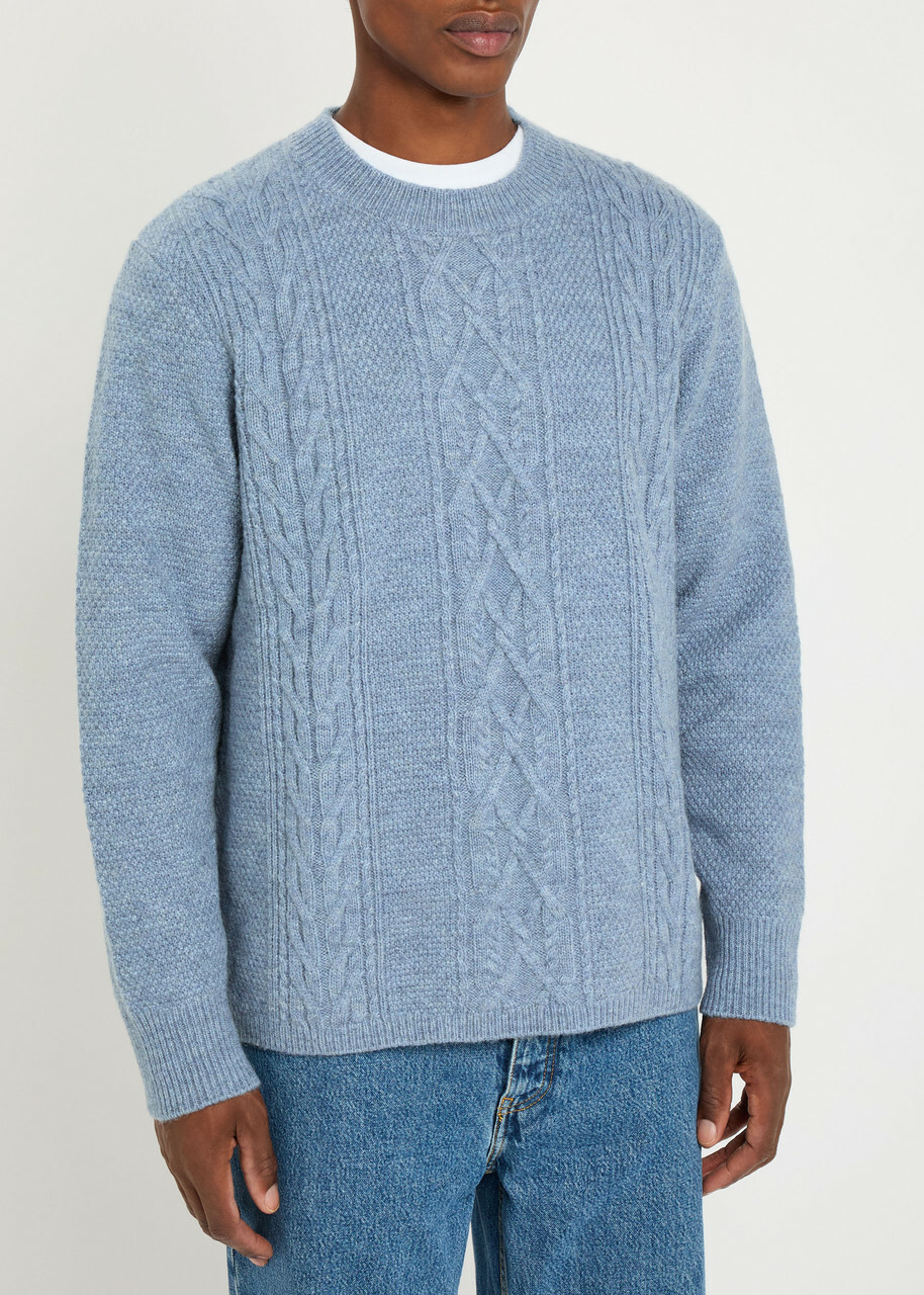 Wax London Hyatt Cable-knit Jumper Blue Wax London