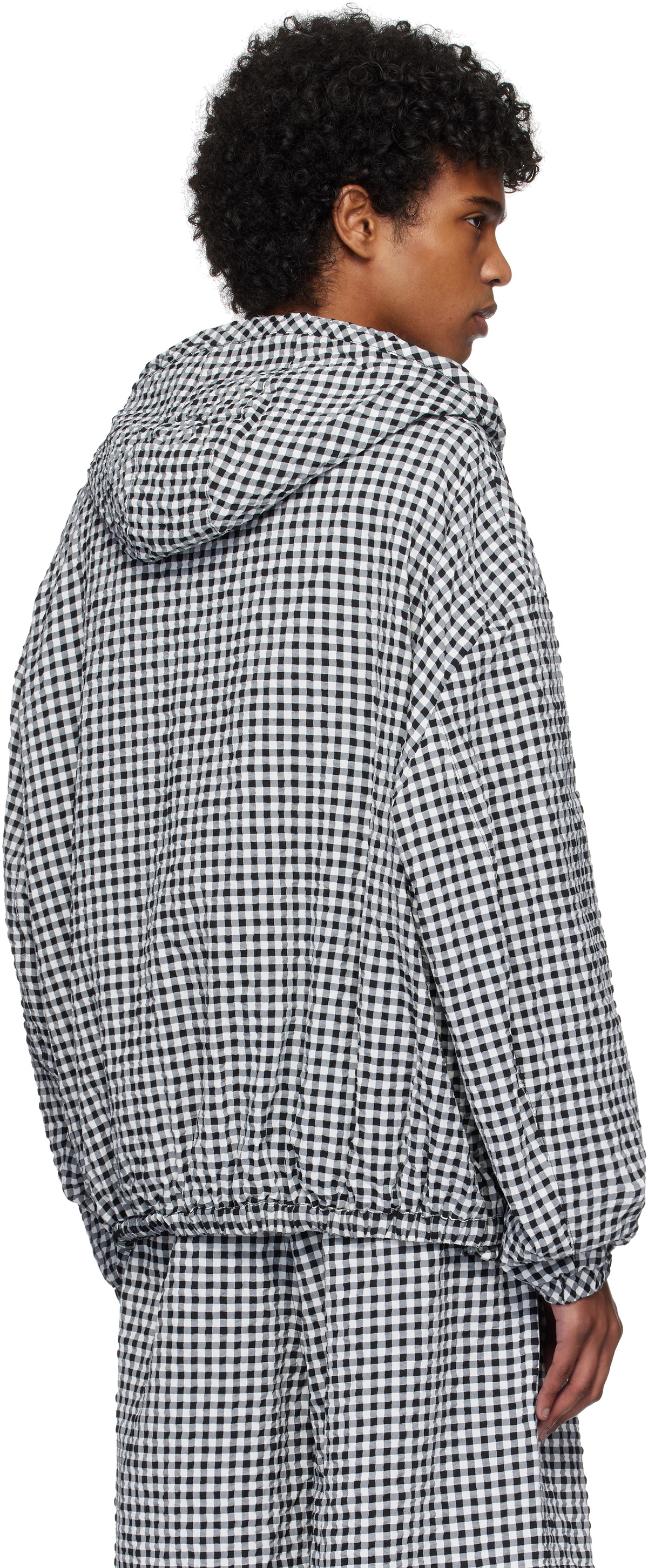 Marni Black & White Gingham Seersucker Hooded Jacket Marni