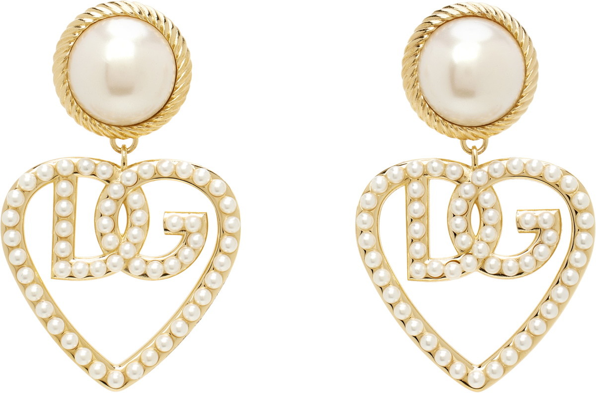 Dolce&Gabbana Gold 'DG' Logo & Heart Earrings Dolce & Gabbana