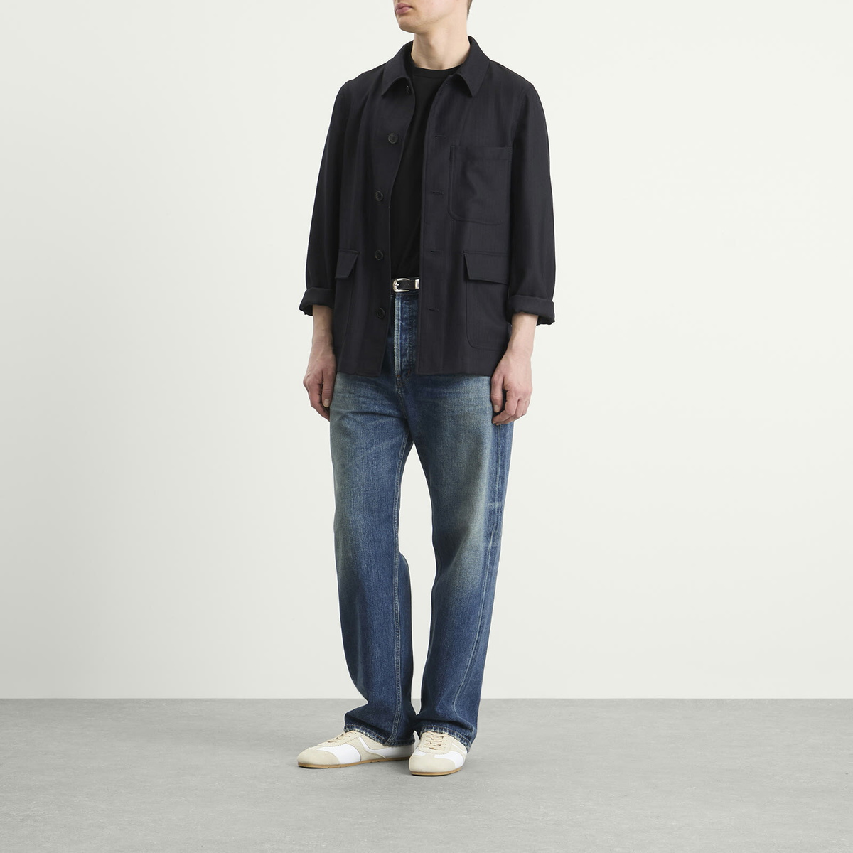 Dries Van Noten Men's Pinstripe Worsted Wool Jacket in Navy Dries Van Noten