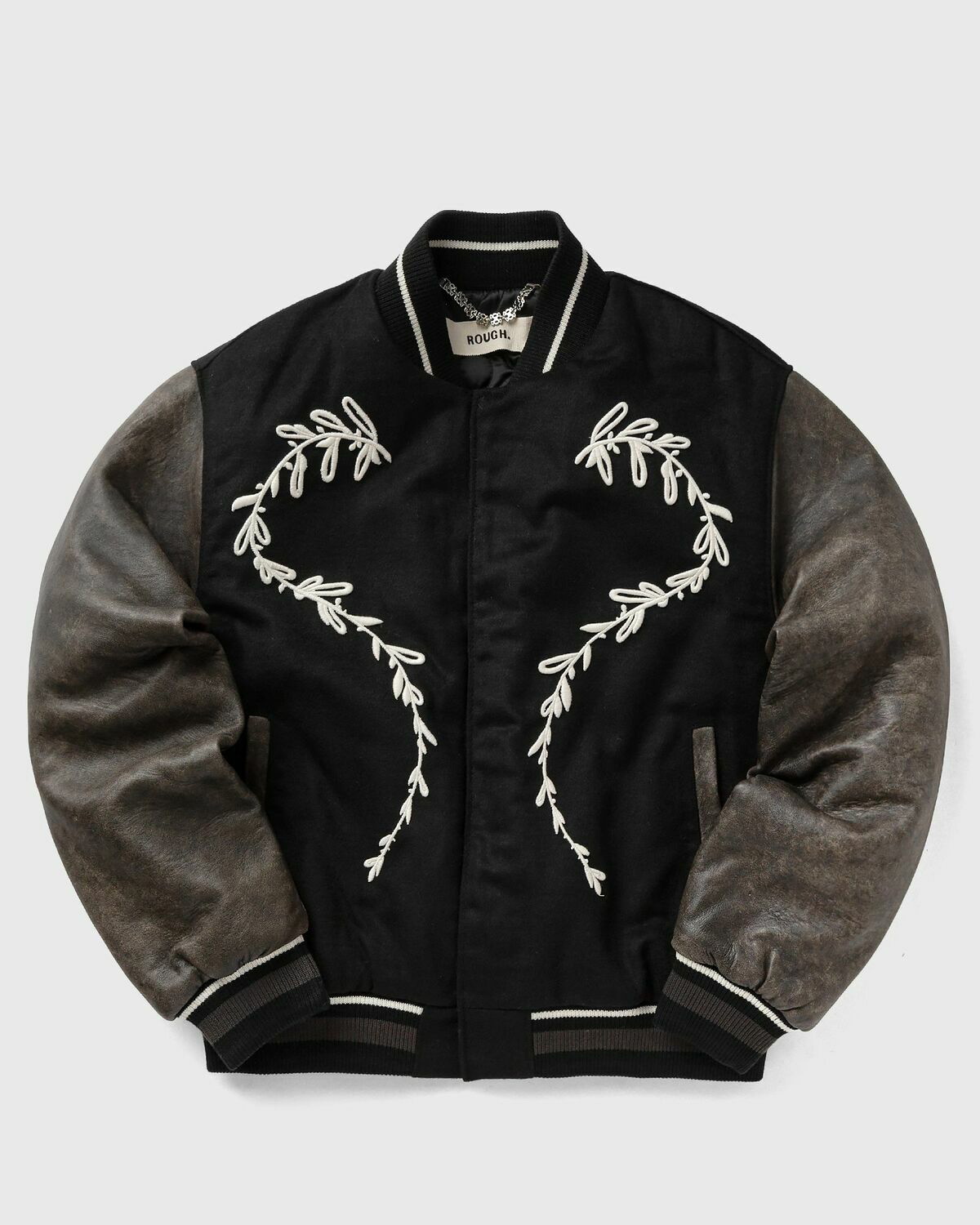 Rough. VINTAGE VARSITY JACKET black/brown Mens Bomber Jackets/College ...