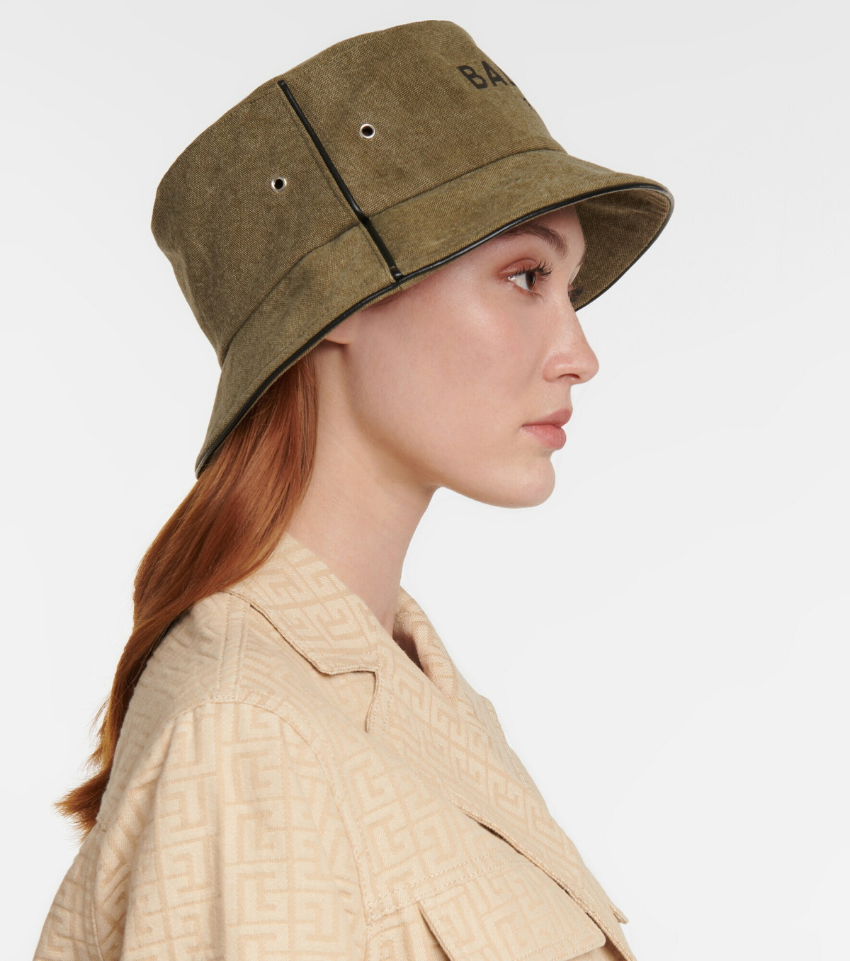 Balmain - Leather-trimmed canvas bucket hat Balmain