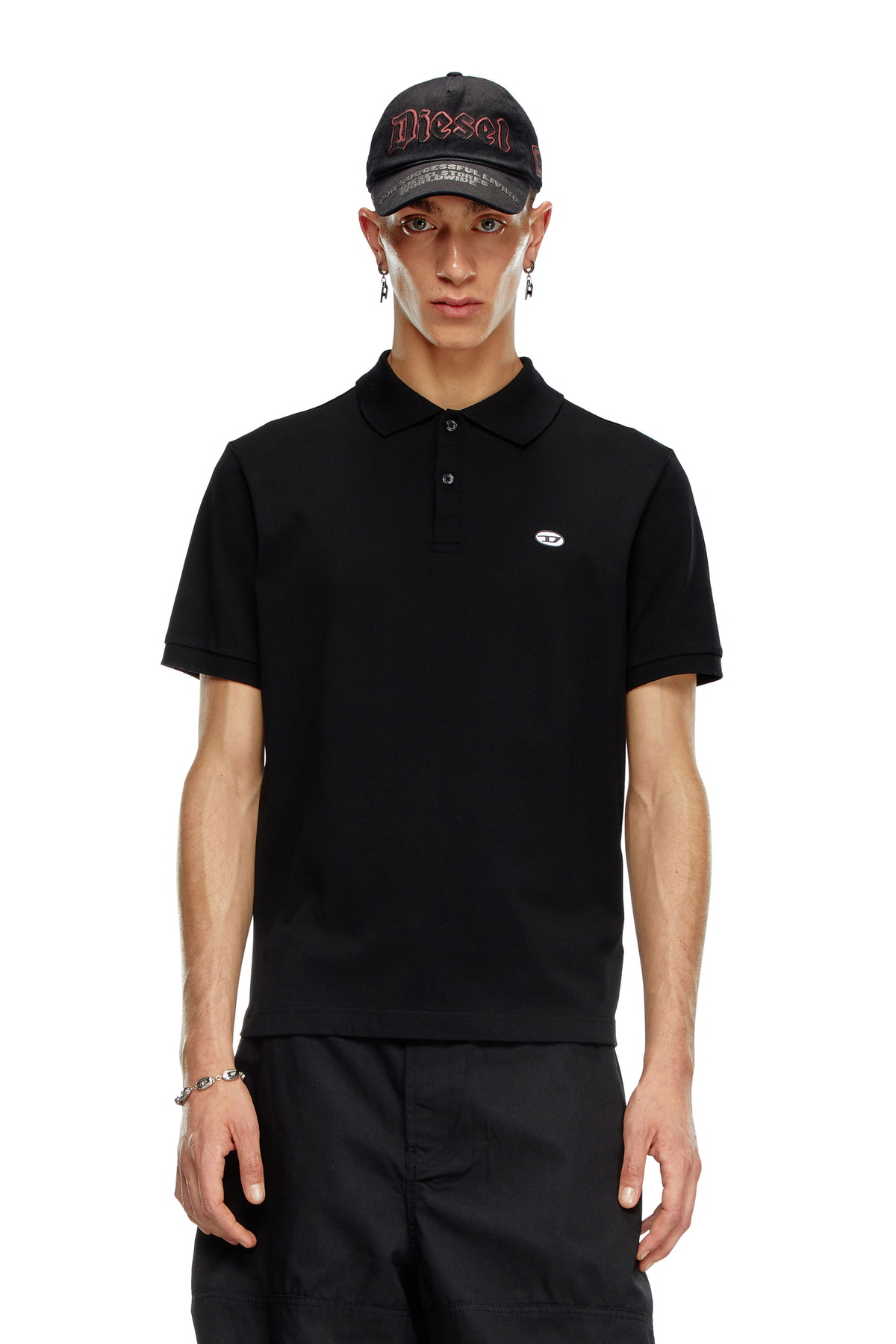 Diesel Polo shirt with Oval D patch - Polos Mens in Black Diesel