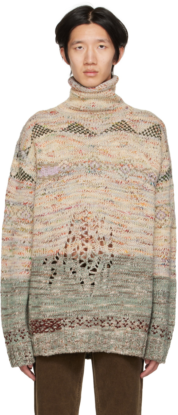 Acne Studios Beige Roll-Up Deconstructed Turtleneck Acne Studios