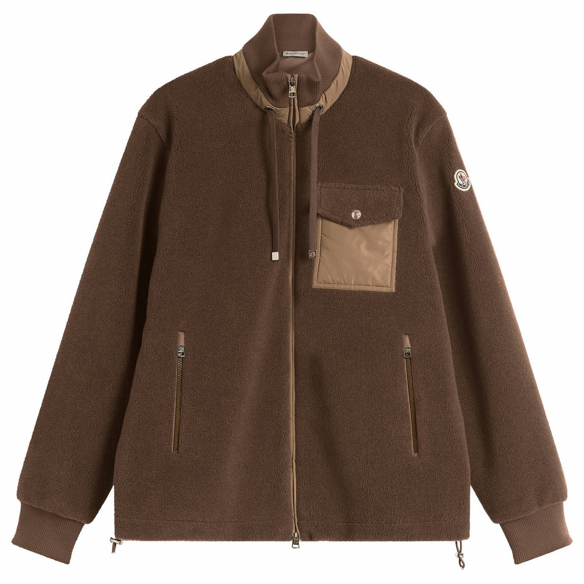 Moncler Men's Teddy Fleece Zip Up Fleece in Brown Moncler