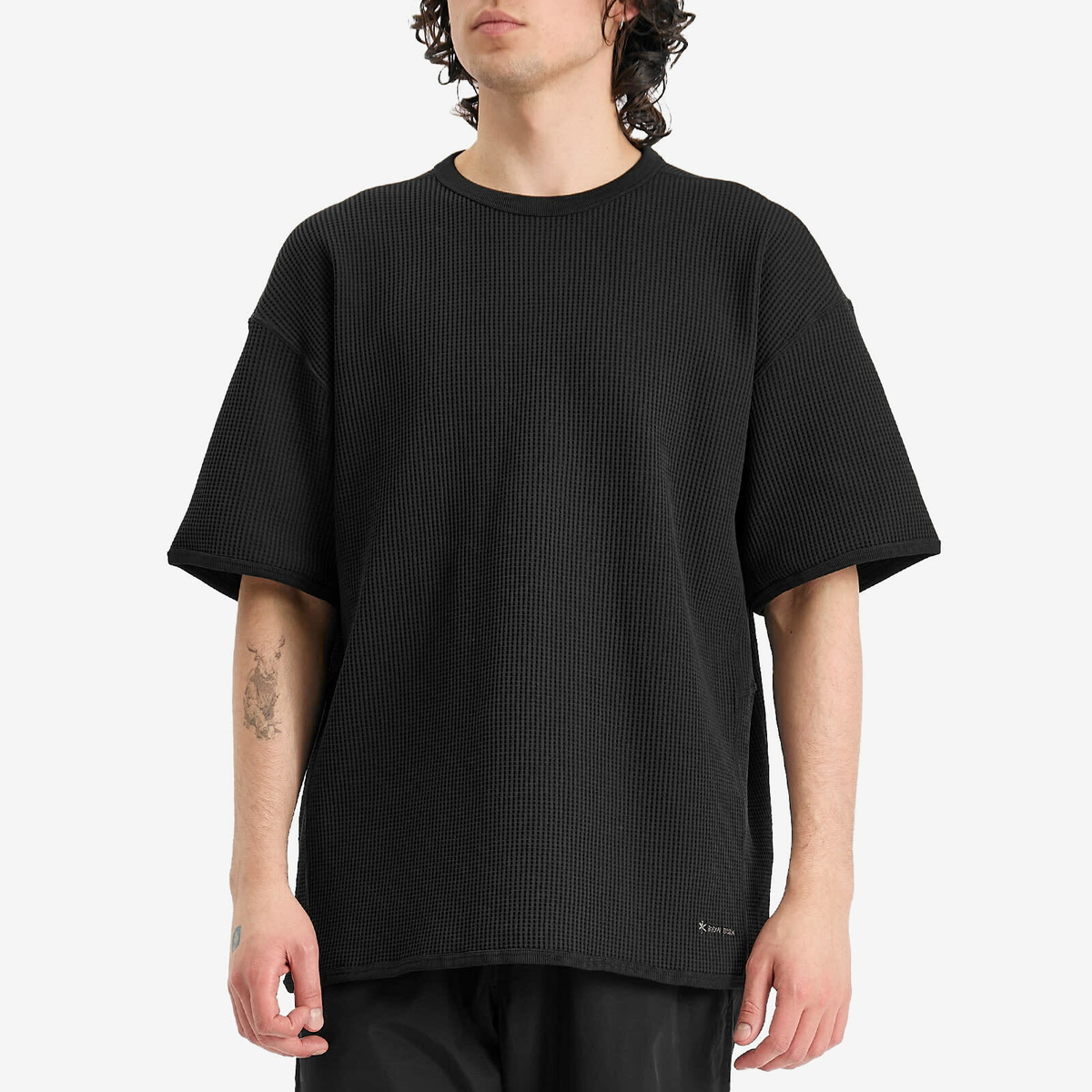 Snow Peak Men's Dry Waffle T-Shirt in Black Snow Peak
