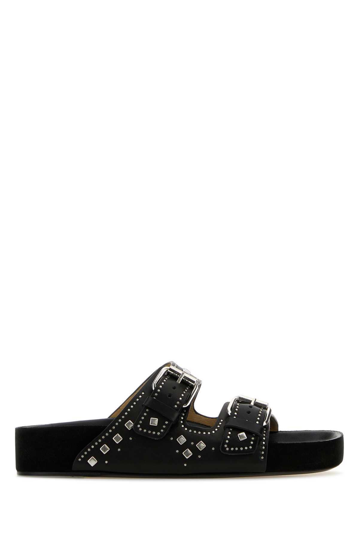 Isabel Marant Black Leather Lennyo Slippers Isabel Marant