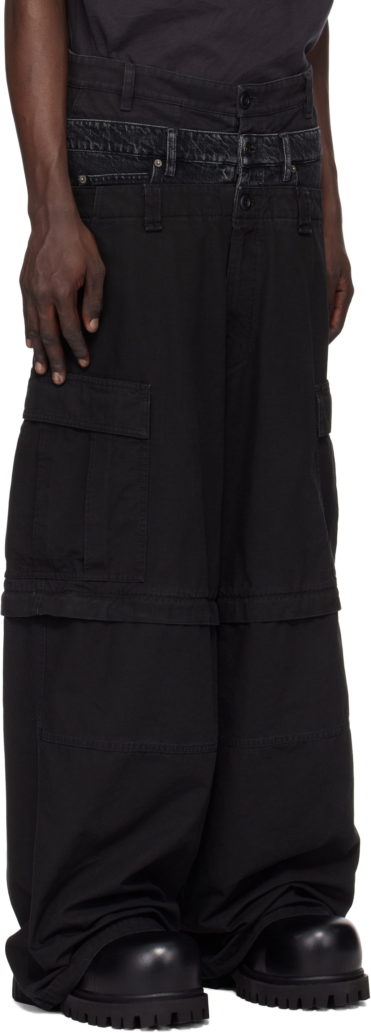 Balenciaga Black Triple Layered Cargo Pants Balenciaga